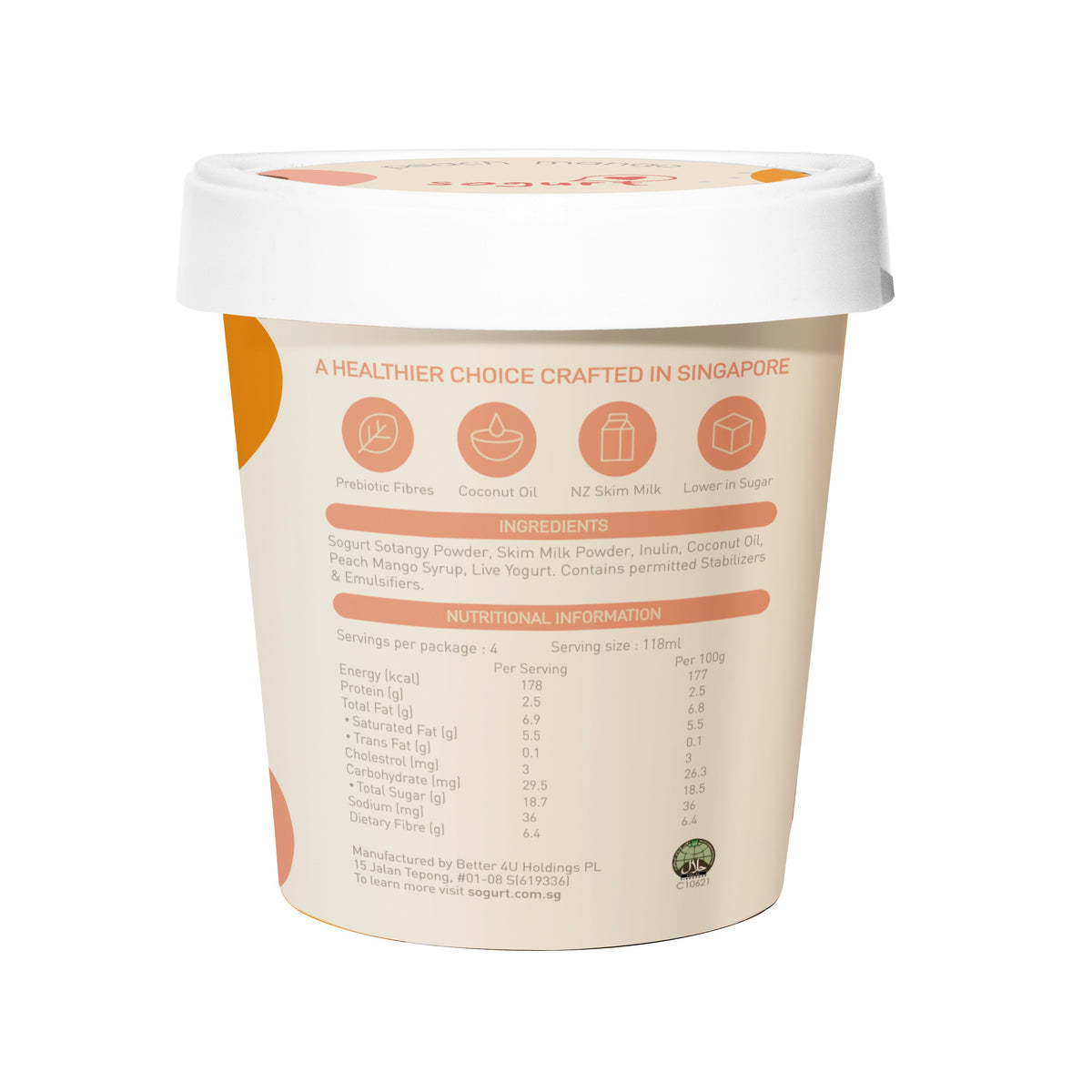 Peach Mango Ice Cream Pint (473ml) - Sogurt Ice Cream